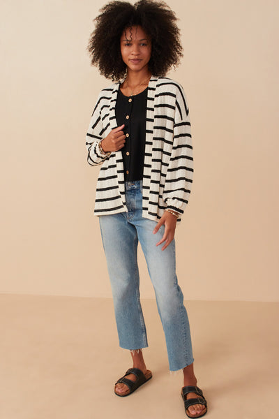 Womens Slouchy Stripe Knit Open Cardigan – HLA WS