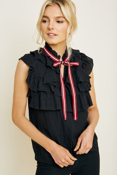 Womens Ruffle High Neck Tiered Top – HLA WS